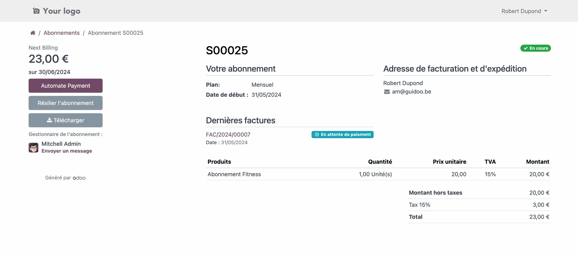 Gérer vos abonnements et facturations avec Odoo